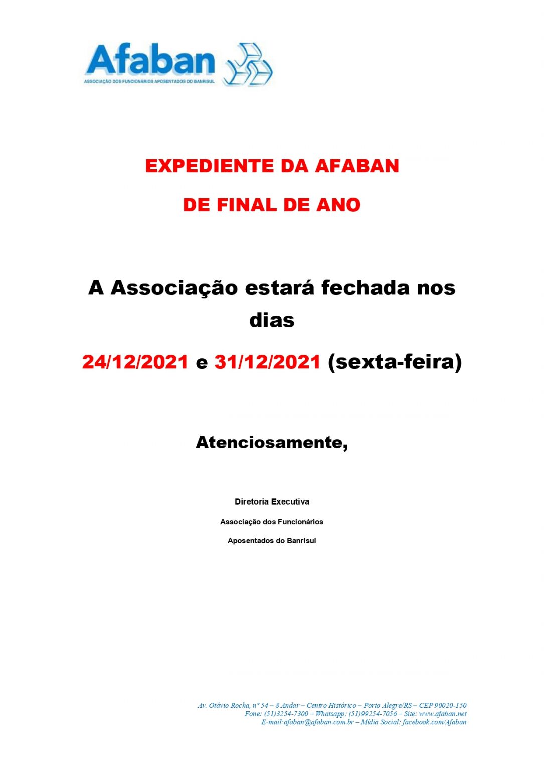 EXPEDIENTE DA AFABAN DE FINAL DE ANO /2021 – Afaban – Associação dos ...